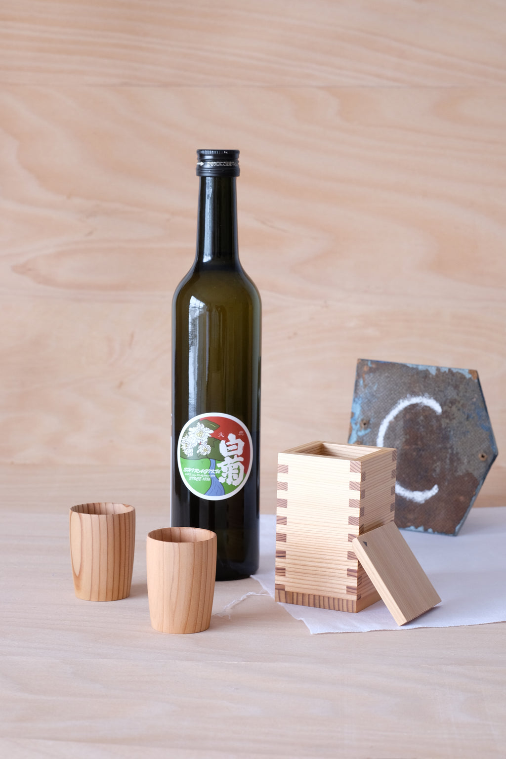 Akita-sugi(Cedar) Wooden Sake Set (3pcs) -CIBI